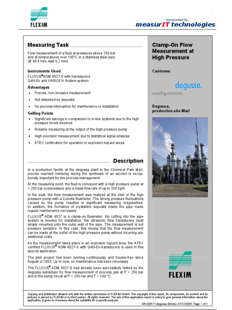 MeasurIT Flexim ADM8027 Project Degussa 0809 | PDF | Flow Measurement ...