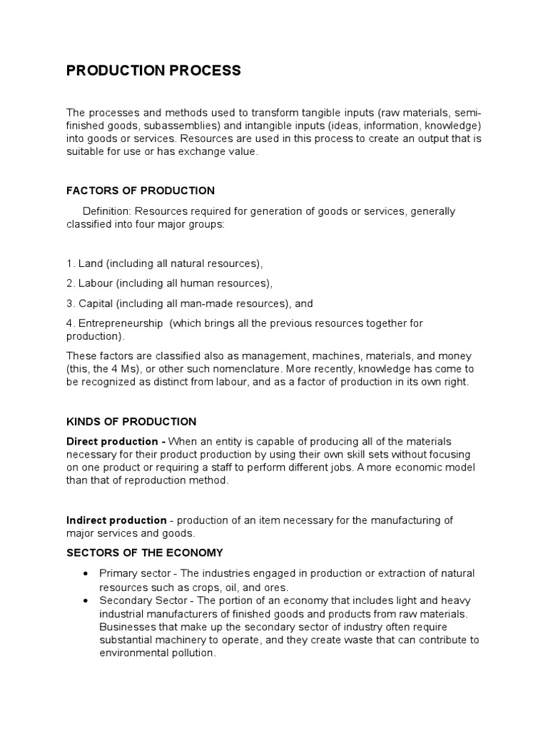 Basic Processes, Production, Consumption, Exchange | PDF | Factors Of ...