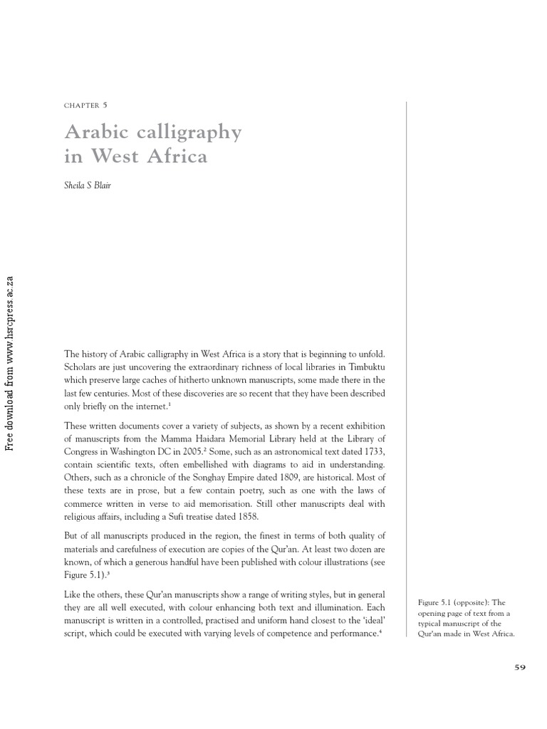 The Meanings of Timbuktu - Chapter 5 - Arabic Calligraphy in West ...