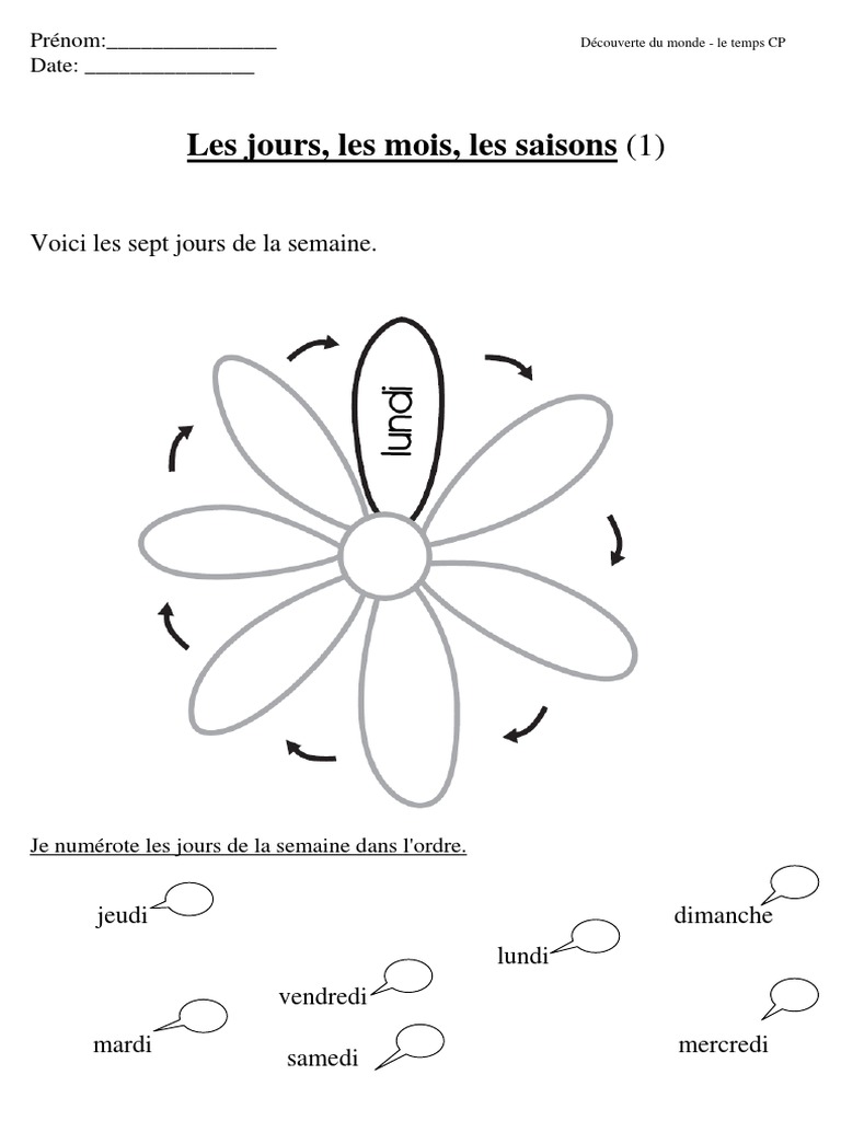 Jours Mois Saisons | PDF | Méthodes et références pédagogiques