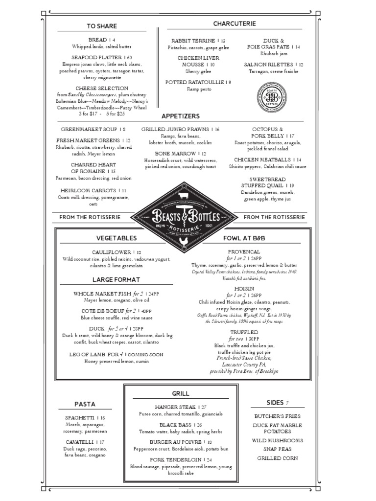 B&B Menu | PDF | Salad | Pickling