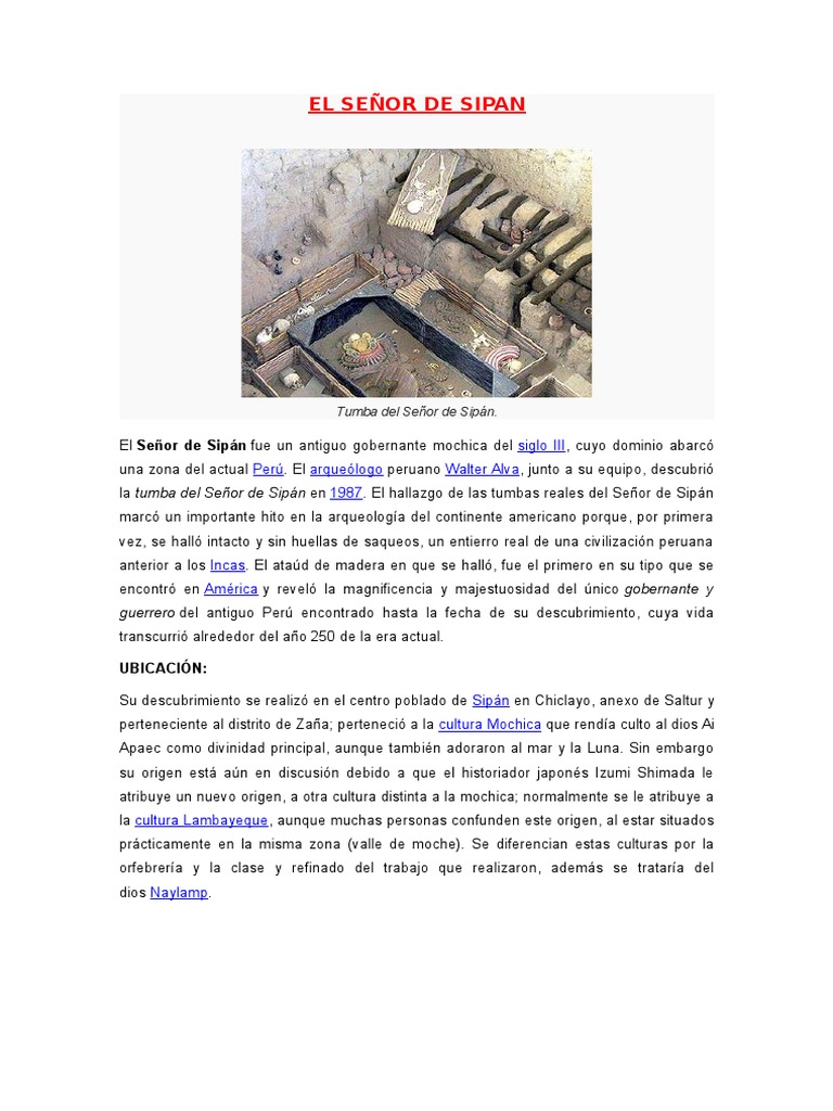 Informe sobre el Señor de Sipán | PDF | Historia | Clásicos