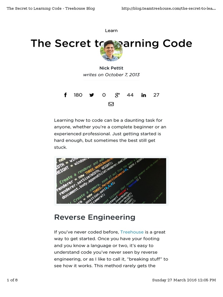 The Secret To Learning Code: Reverse Engineering | PDF | Web Design | Areas Of Computer Science