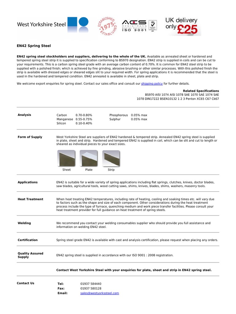 En 42 | PDF | Heat Treating | Steel