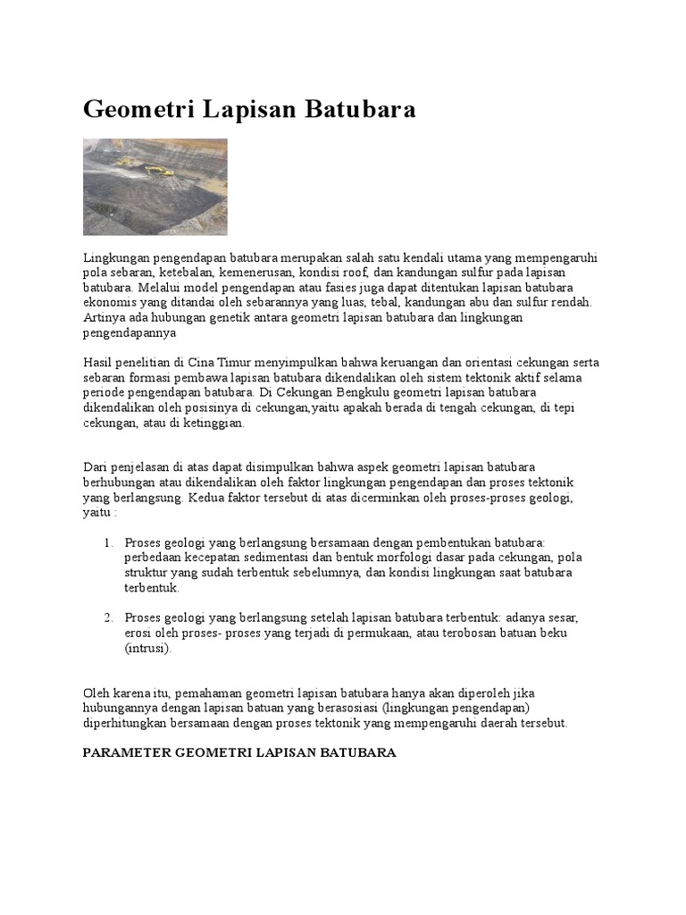 Geometri Lapisan Batubara | PDF