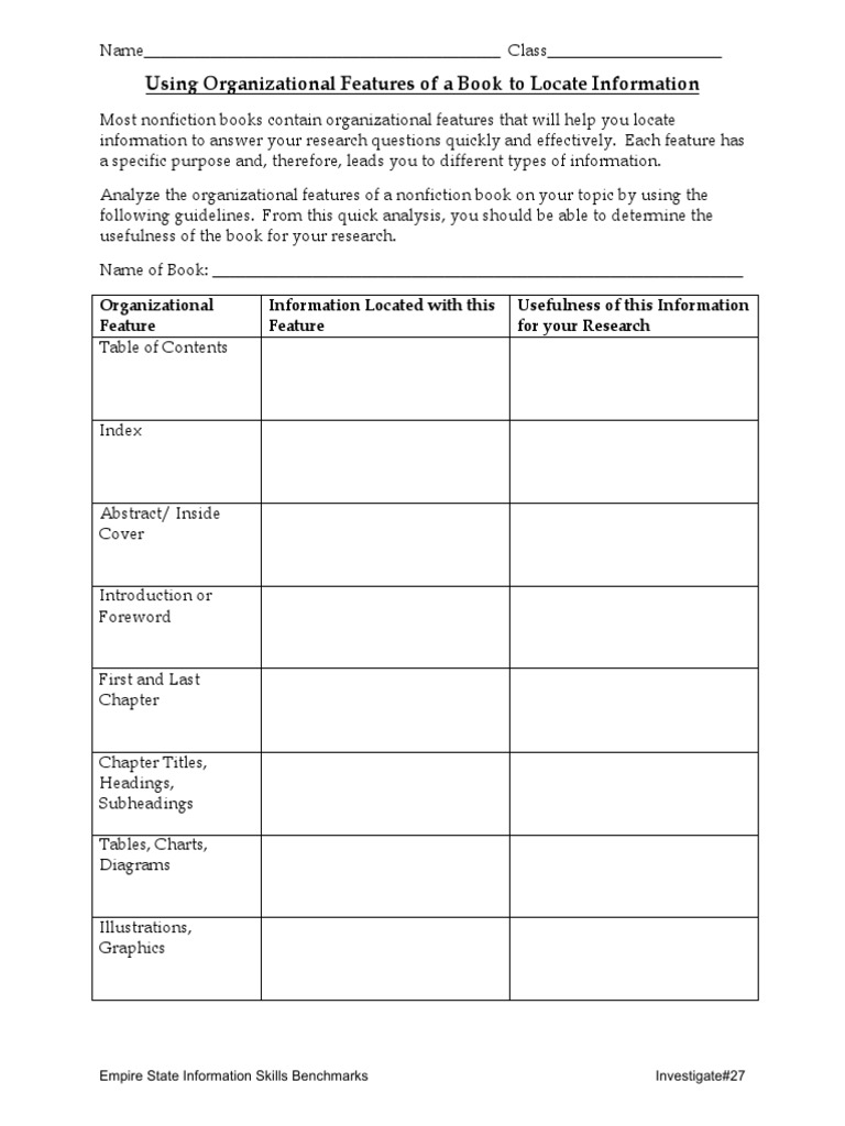 Nonfiction Book Features for Research | PDF