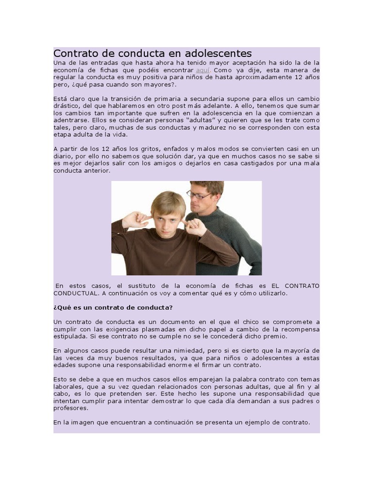 Contrato de Conducta EJEMPLO | PDF | Comportamiento | Adultos