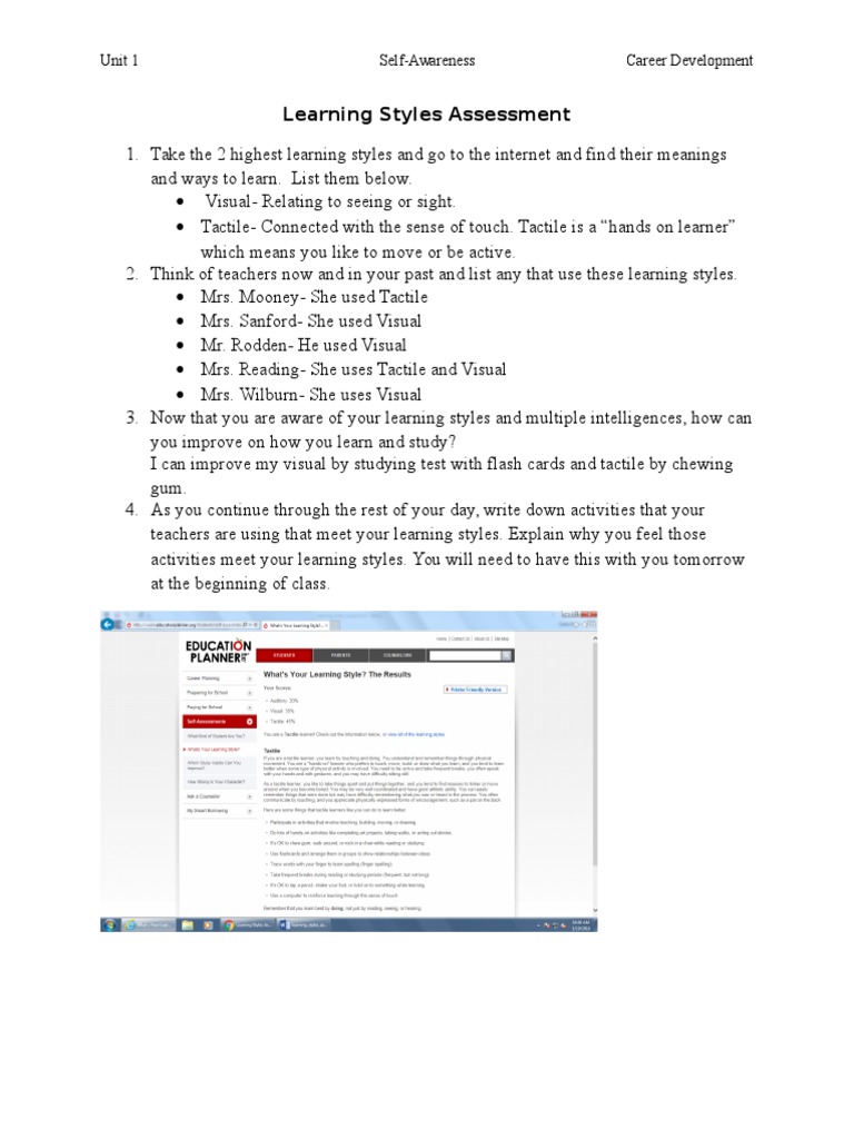 Learning Styles Assessment Guide | PDF | Career & Growth