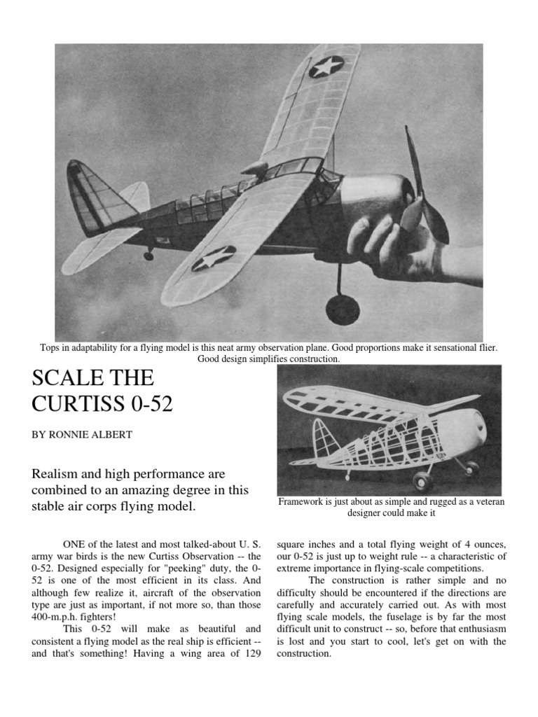 Curtiss O-52 - A Free-Flight Model Airplane | PDF | Fuselage | Rudder