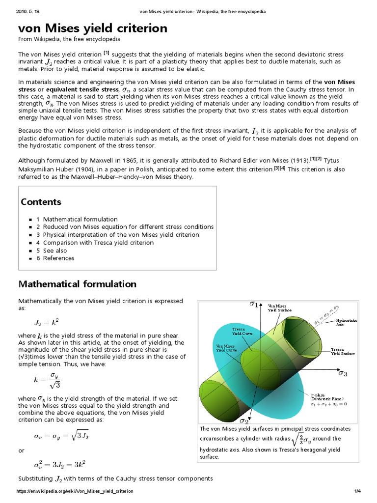 0_von Mises Yield Criterion | Yield (Engineering) | Chemical Product ...