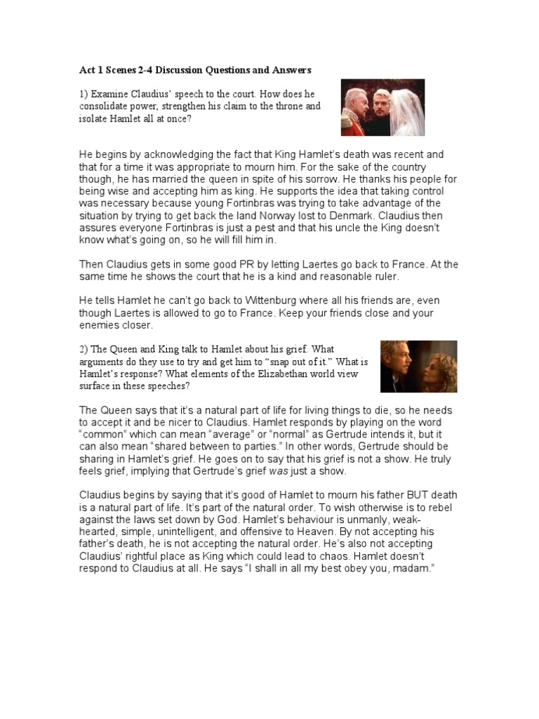 Act 1 Scenes 2 To 4 Answers | PDF | Hamlet