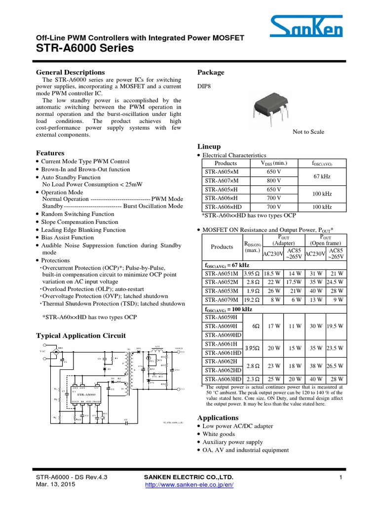 Str-A606xh Ds en | PDF | Rectifier | Mosfet