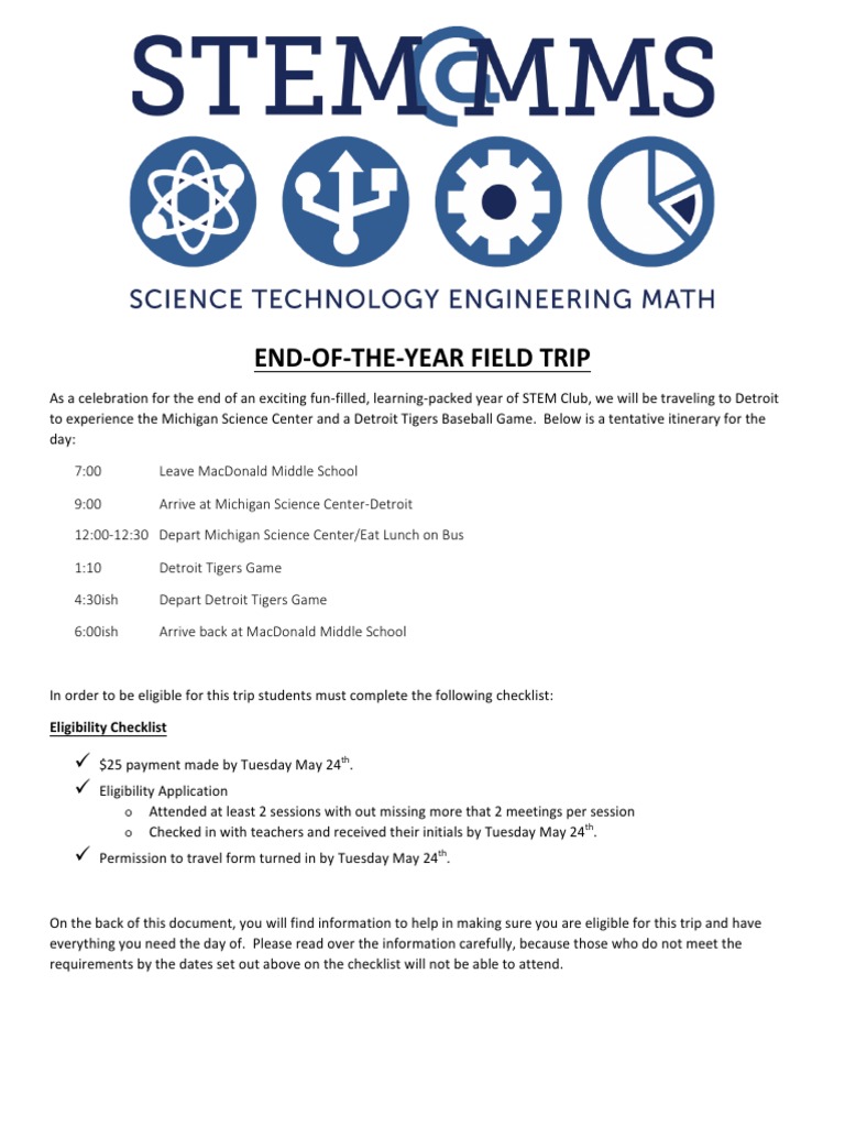 End-of-Year STEM Club Field Trip | PDF | Business