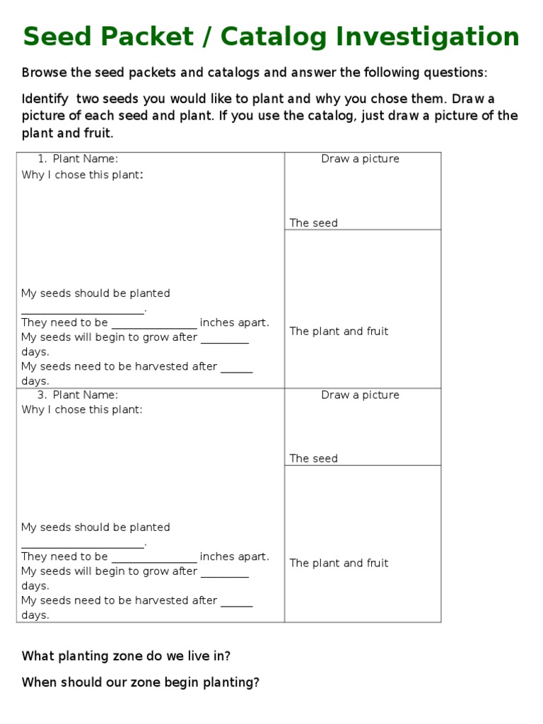Seed Catalog Investigation | PDF