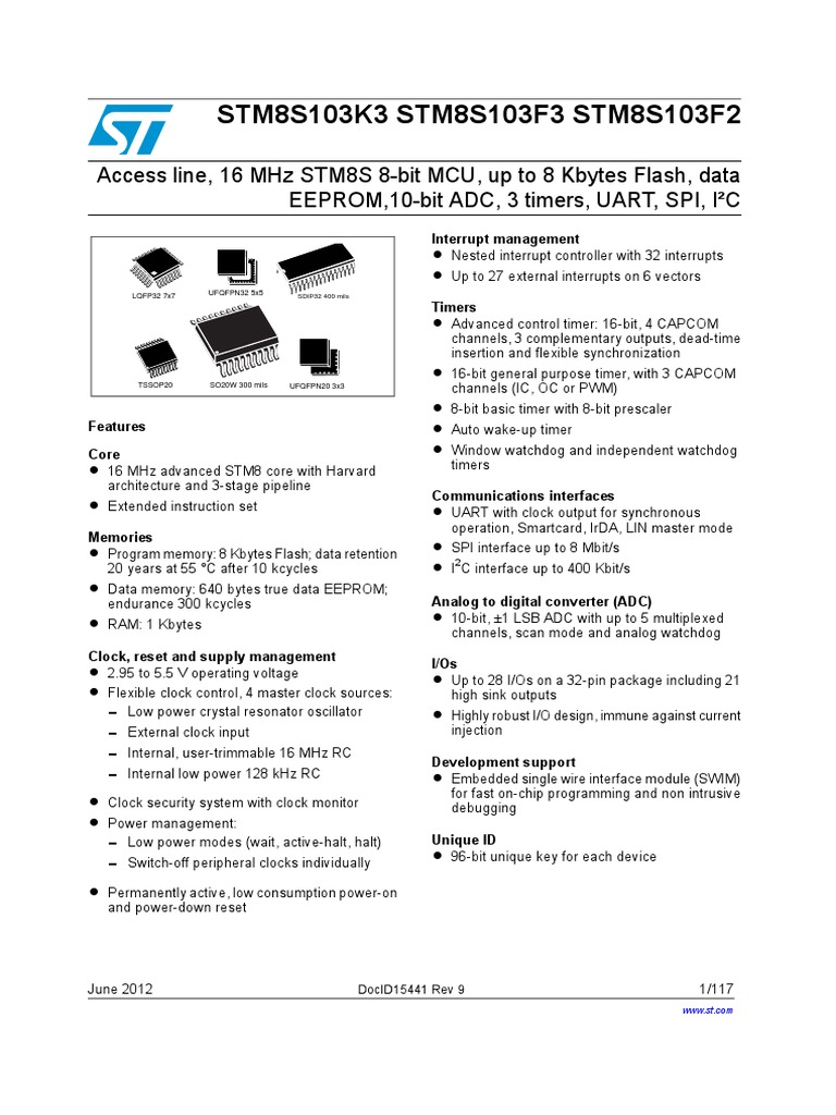 STM8S103F3P6 | PDF | Microcontroller | Flash Memory