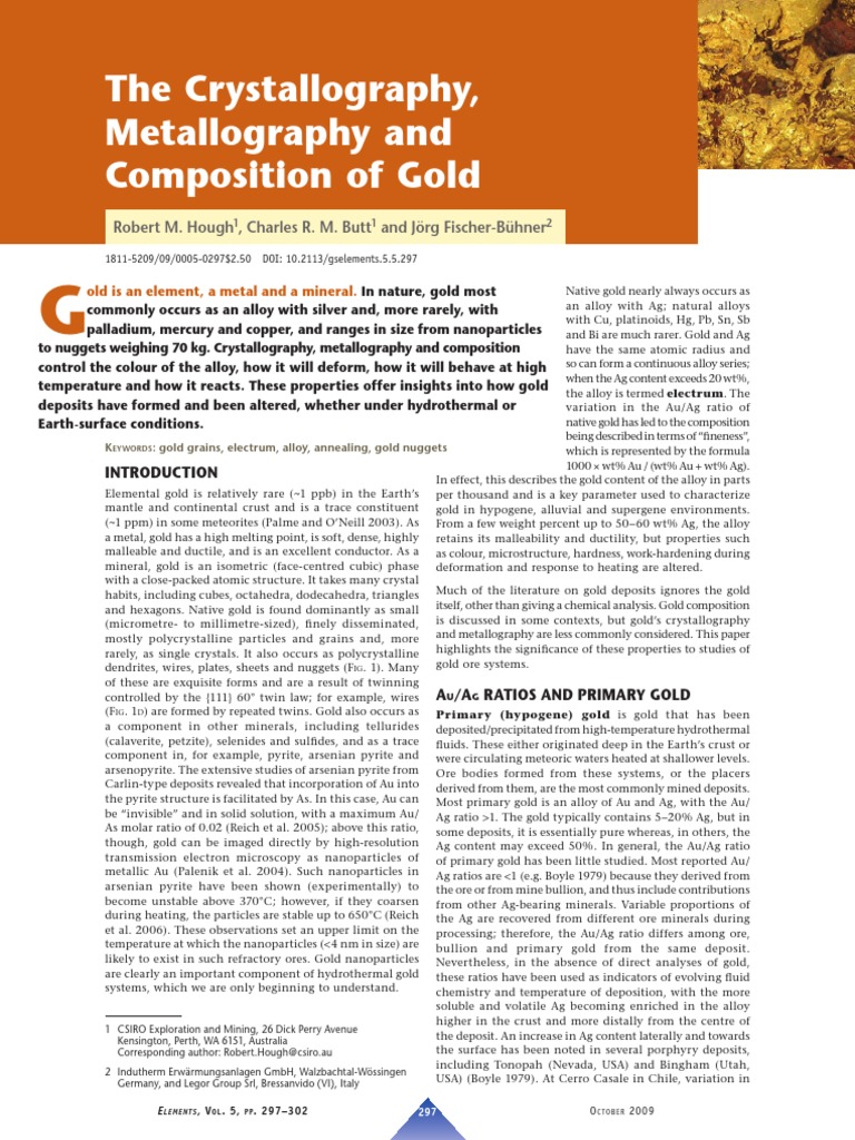 Crystallography and Composition of Gold | PDF | Gold | Silver