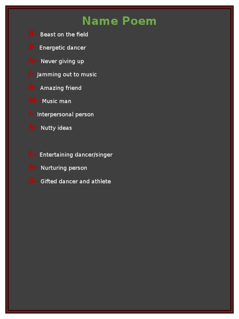 Name Poem | PDF