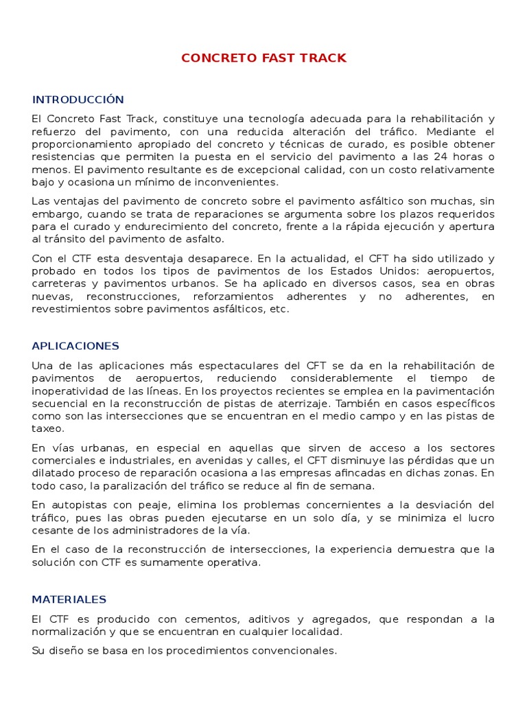 Concreto Fast Track | Descargar gratis PDF | Hormigón | Cemento