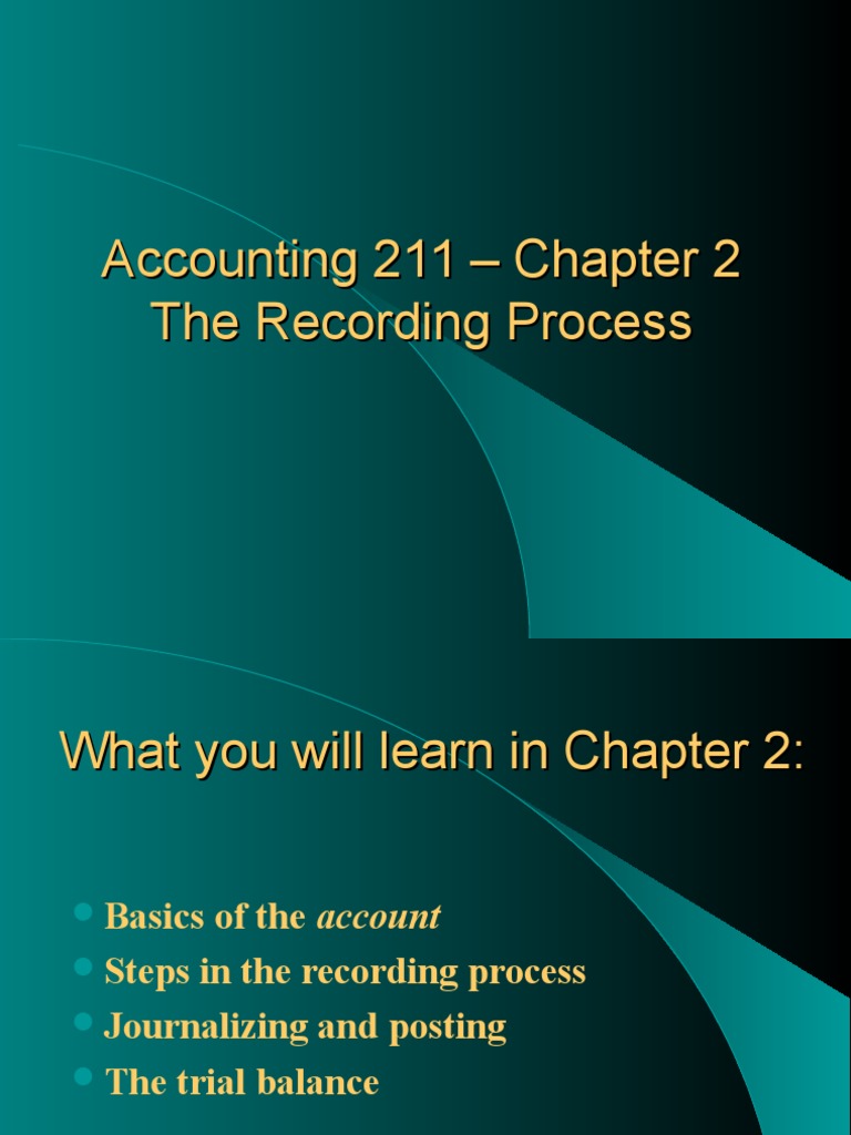 Accounting 211 Chapter 2 | PDF | Debits And Credits | Business Economics