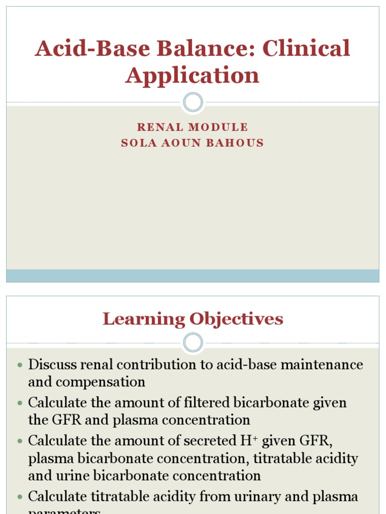 Renal Acid-Base Compensation Guide | PDF | Kidney | Bicarbonate