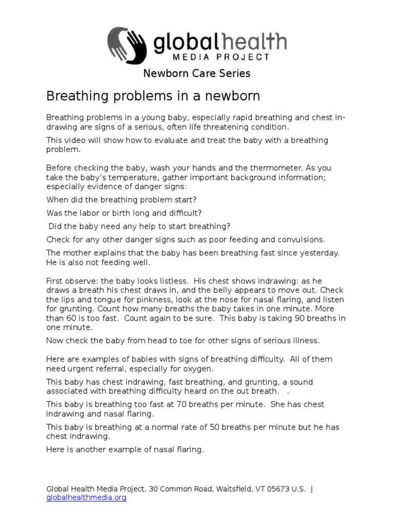 Breathing Problems in A Newborn | PDF | Infants | Breathing
