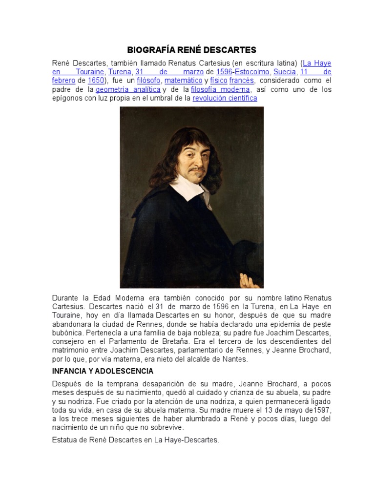 Biografia - Rene Descartes | PDF | René Descartes | Epistemología