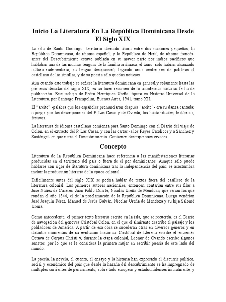 Literatura Dominicana del Siglo XIX | PDF | Literatura española | Poesía
