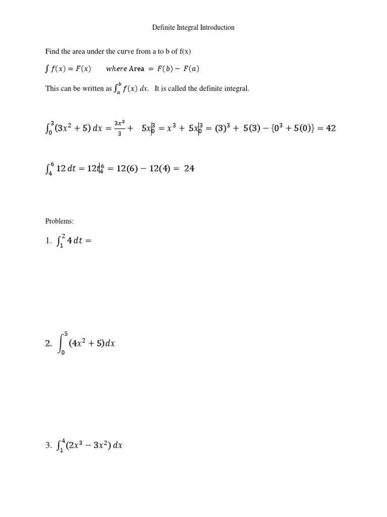 Calculus: Definite Integrals Basics | PDF | Teaching Methods & Materials
