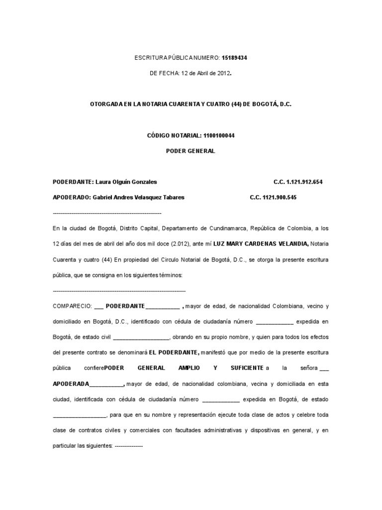 Modelo Poder General (Colombia) | PDF | Pagos | Bancos
