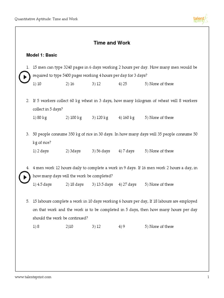 Calculating Time and Work Efficiency: Solving Quantitative Problems ...