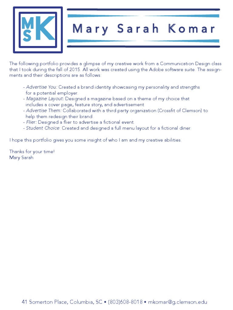 Sarah Komar's Creative Design Portfolio | PDF