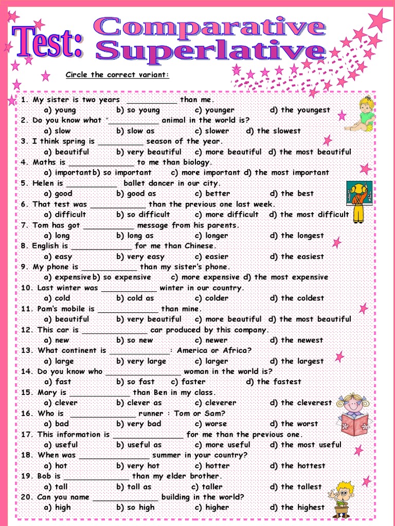 Test Comparative Superlative With Key | PDF