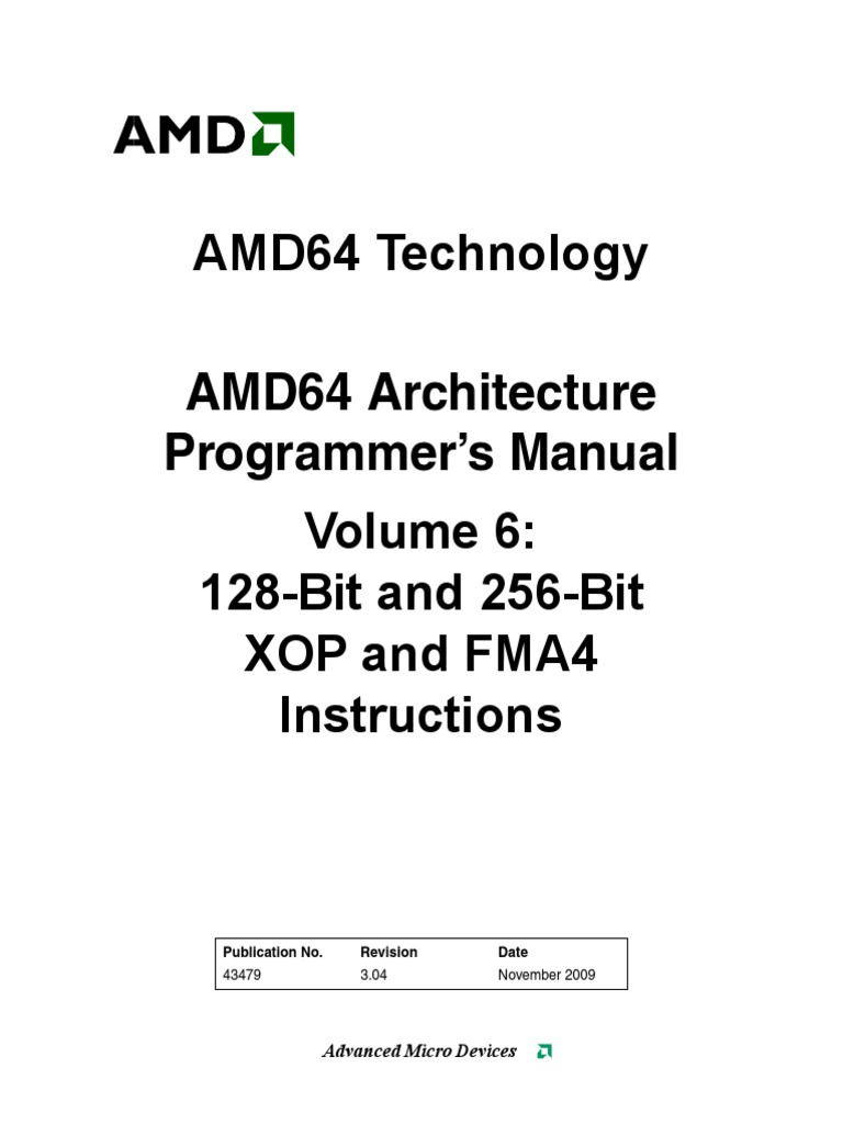 AMD64 Technology AMD64 Architecture Programmer's Manual 128-Bit and 256 ...