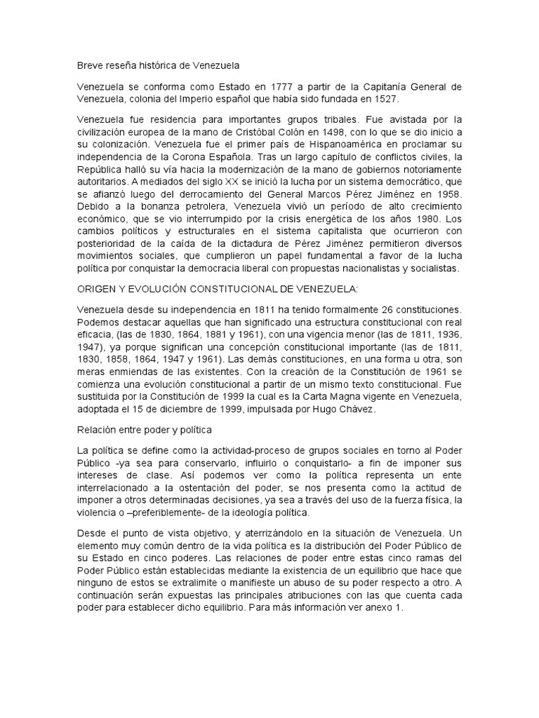 Breve Reseña Histórica de Venezuela | Descargar gratis PDF | Venezuela ...