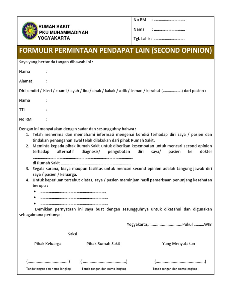 Formulir Permintaan Second Opinion | PDF