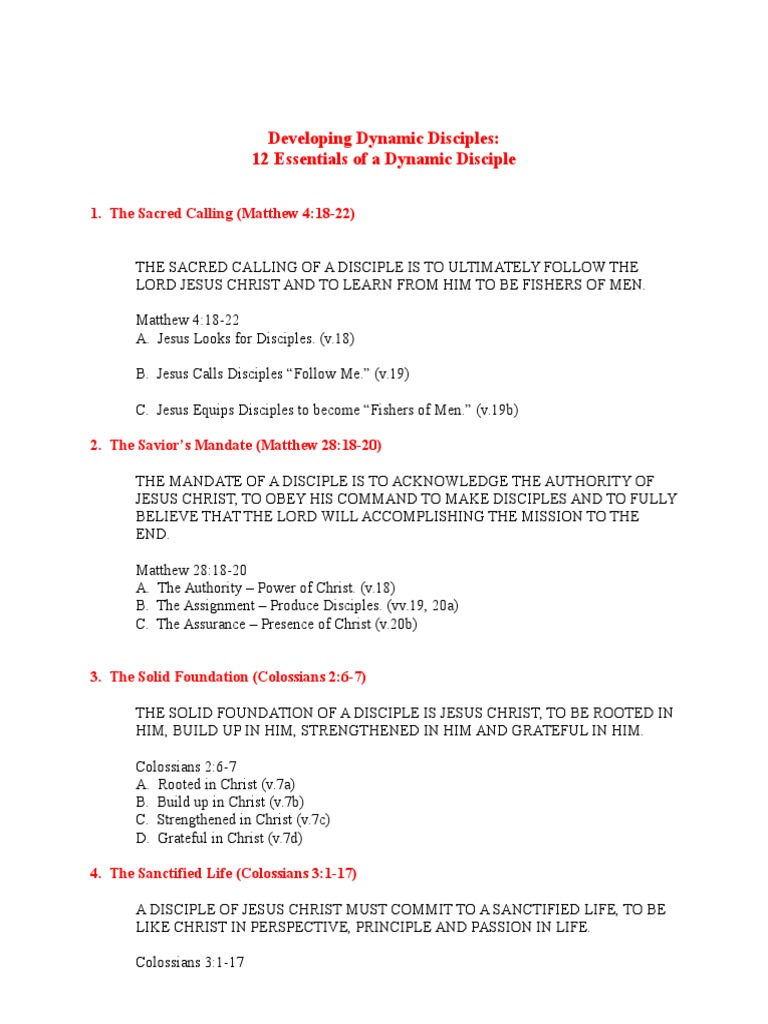 12 Essentials of A Dynamic Disciple - Sermon Series | PDF | Disciple ...
