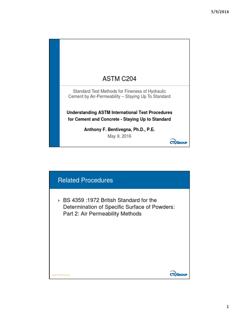 ASTM C204 - Blaine Fineness | PDF | Density | Porosity