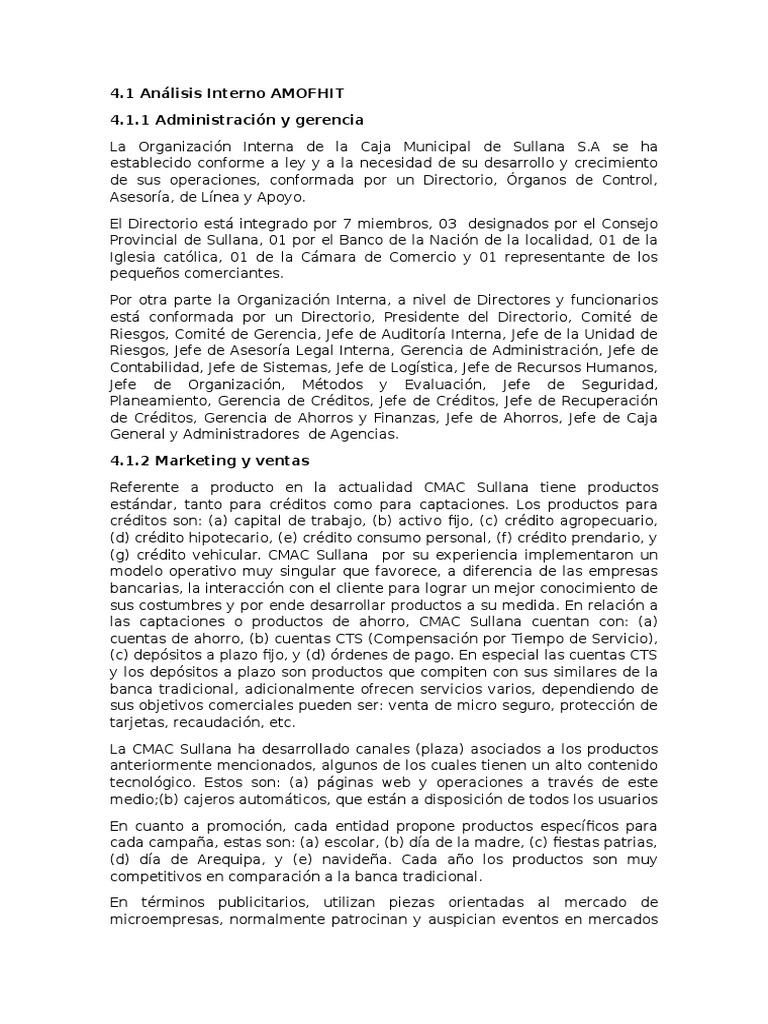 Analisis AMOFHIT | PDF | Calidad (comercial) | Bancos