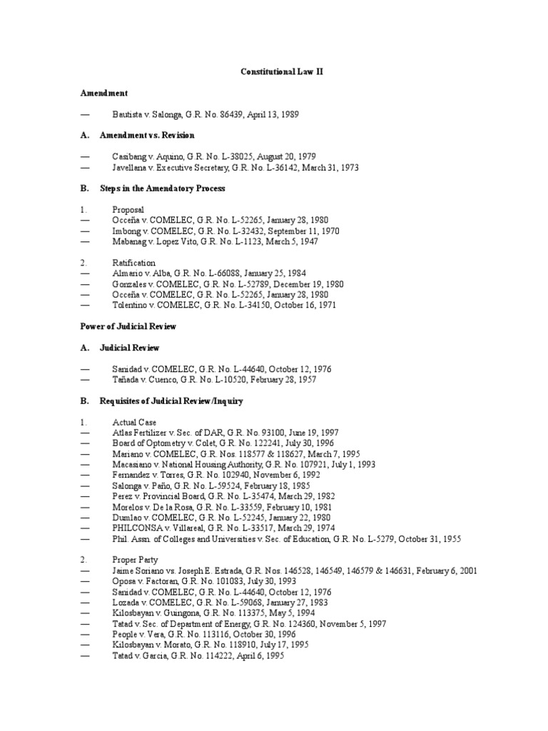 Constitutional Law II List of Cases | PDF | Justice | Crime & Violence