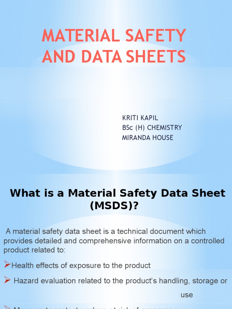 Msds Presentation | PDF | Safety | Chemistry
