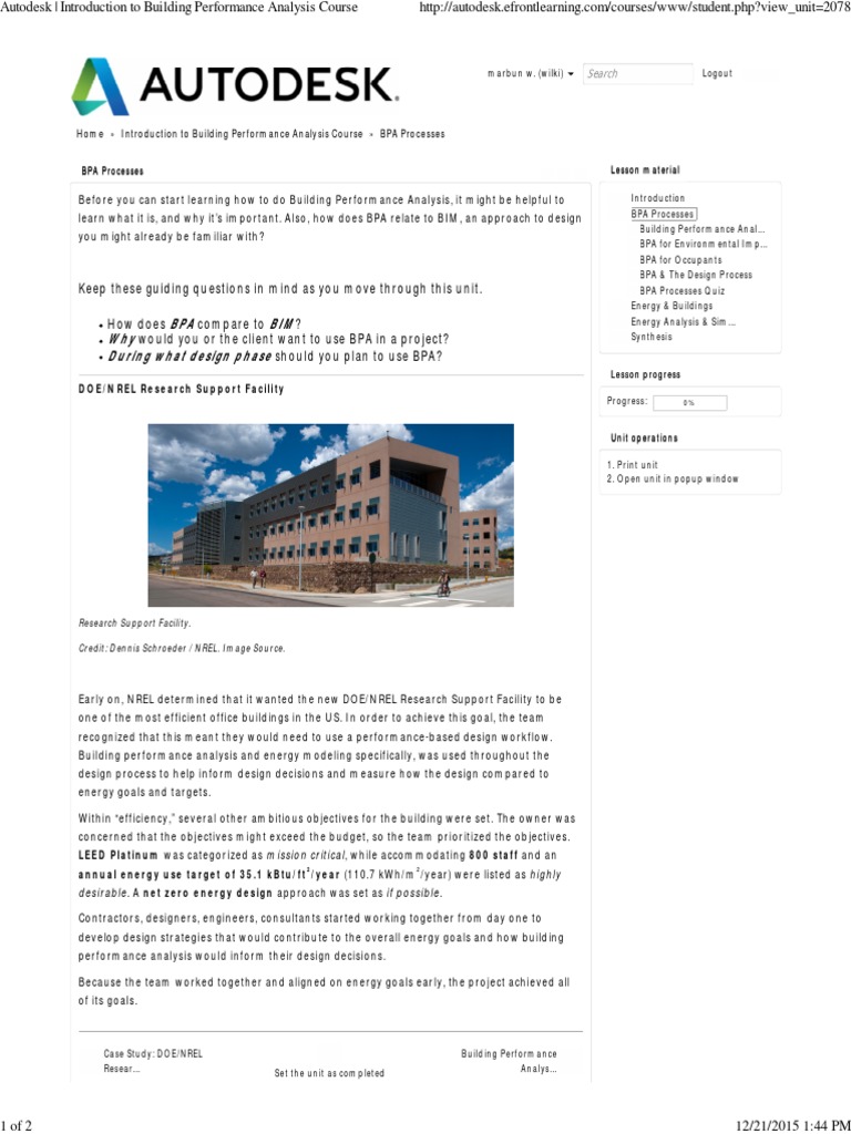 Autodesk - Introduction To Building Performance Analysis Course | PDF ...