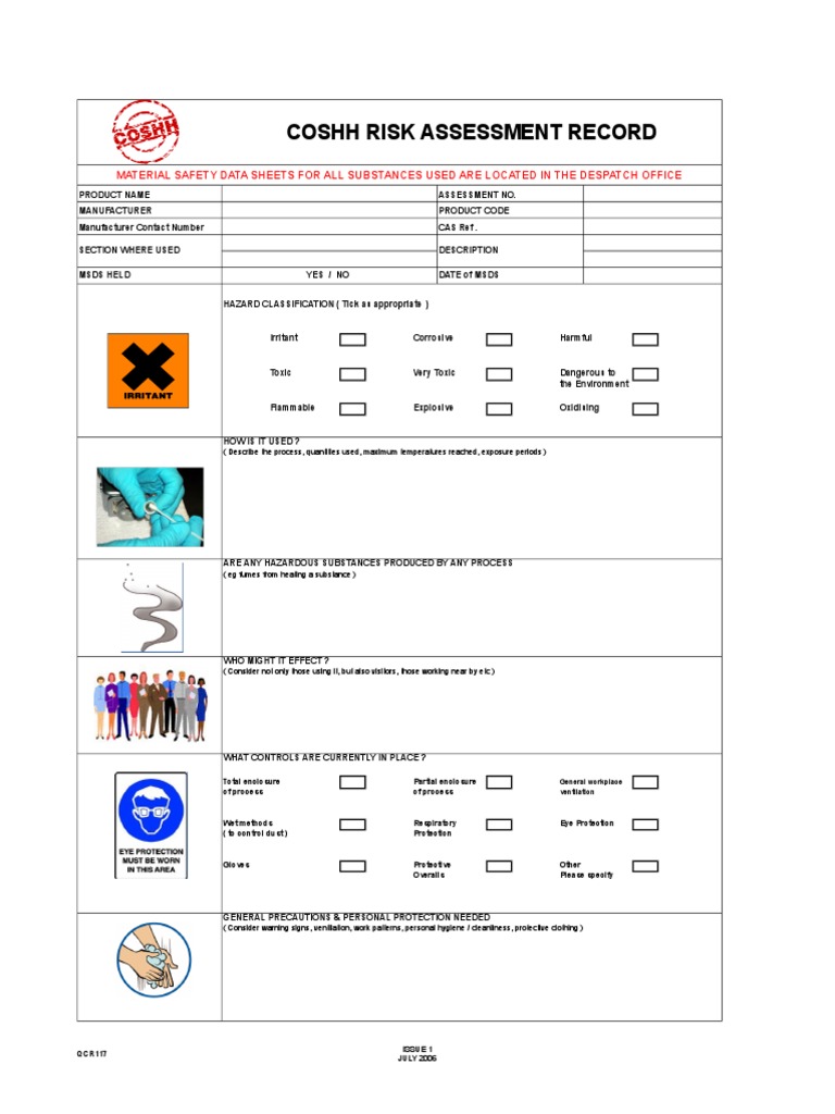 COSHH Assessment Record | PDF | Prevention | Working Conditions