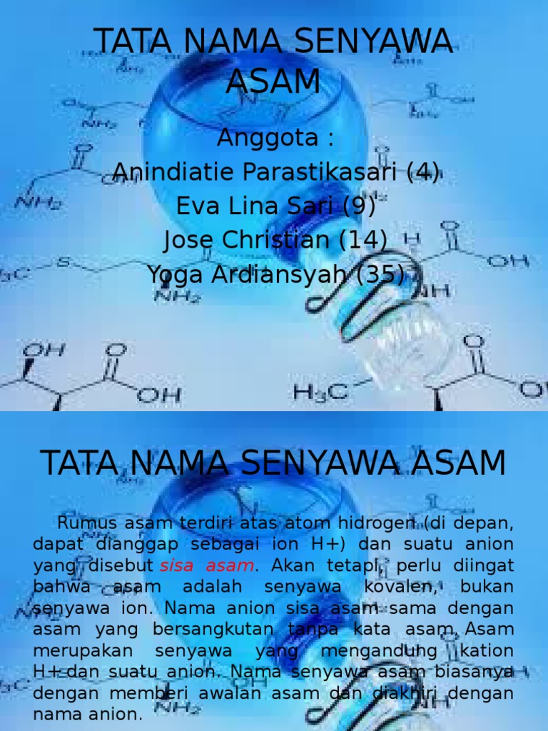 Tata Nama Senyawa Asam dan Contohnya | PDF