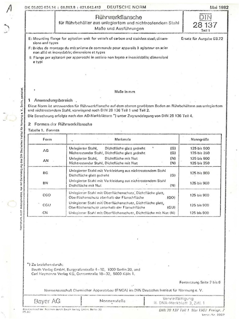 Din 28137 Ed 1978 Flange Agitador | PDF
