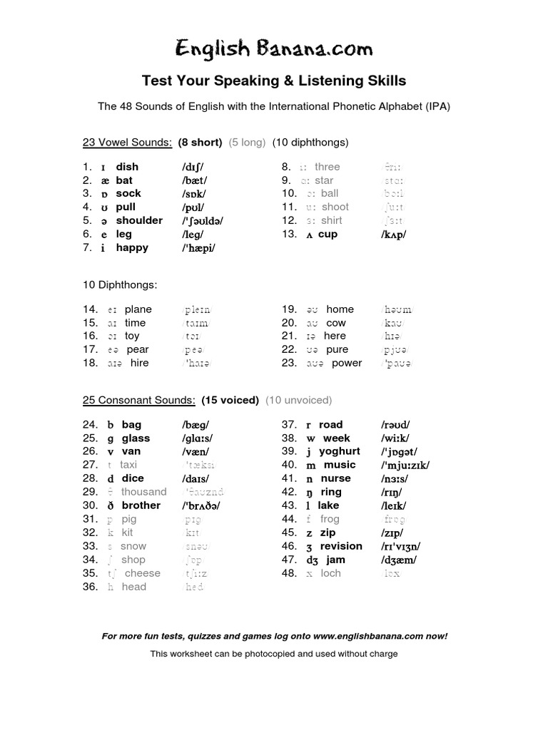 The 48 Sounds of English Ipa | PDF