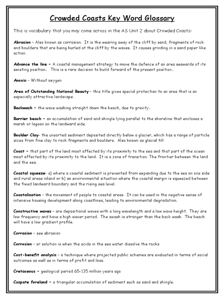 Understanding Coastal Processes: A Comprehensive Glossary of Key Terms ...