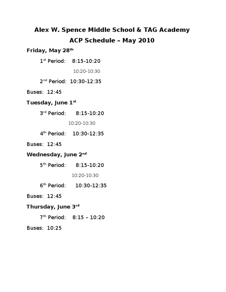 ACP Schedule May | PDF