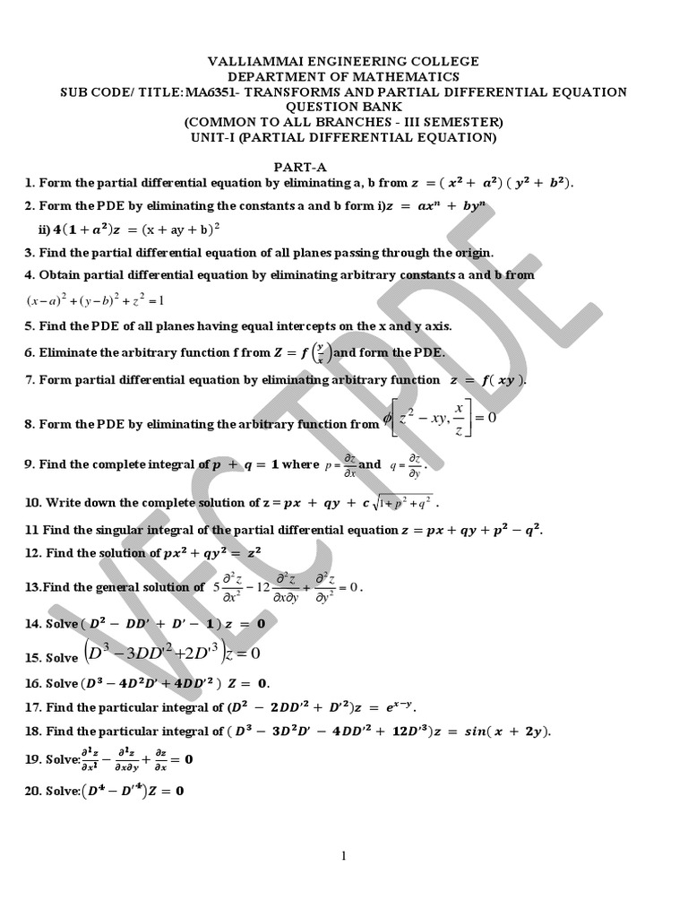 MA6351-Transforms and Partial Differential Equation | PDF | Fourier ... MA6351-Transforms and Partial Differential Equation | PDF | Fourier ...