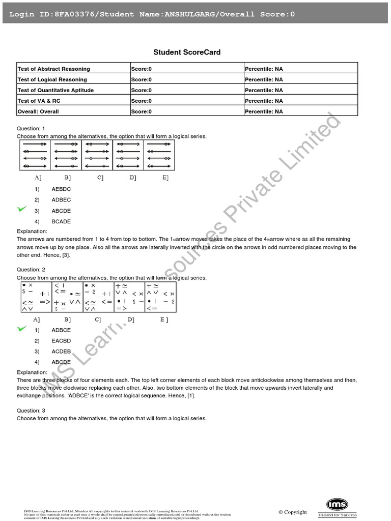 IMS Learning Resources Private Limited: Login ID:8FA03376/Student Name ...