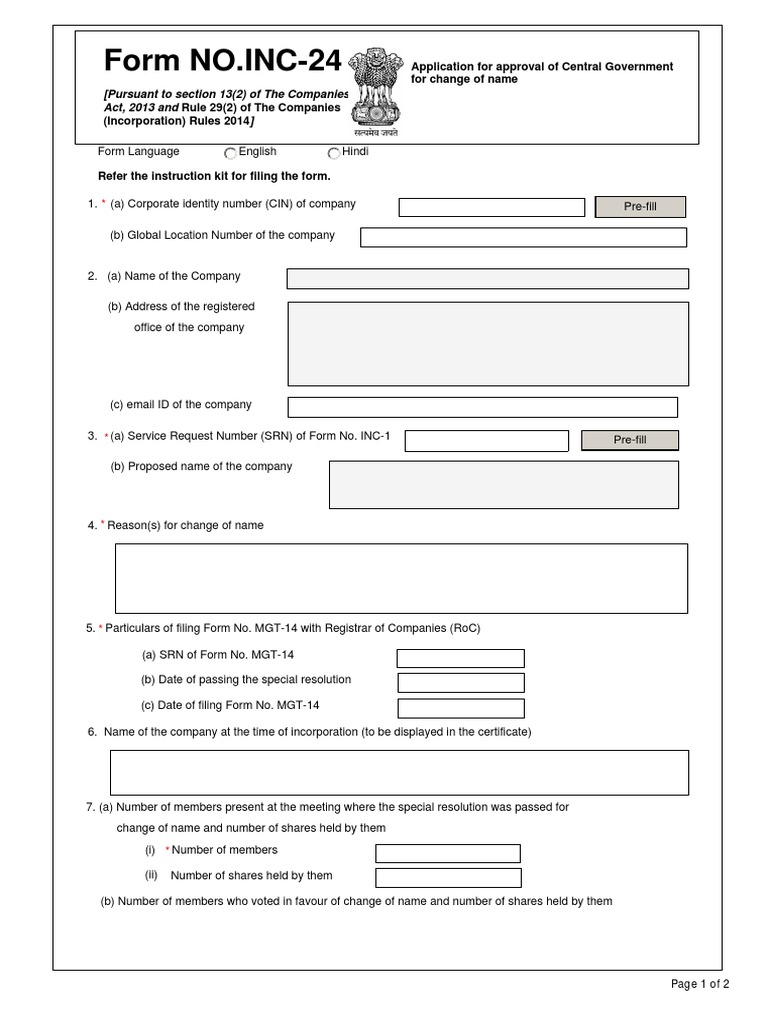 Form INC-24 | Download Free PDF | Board Of Directors | Justice